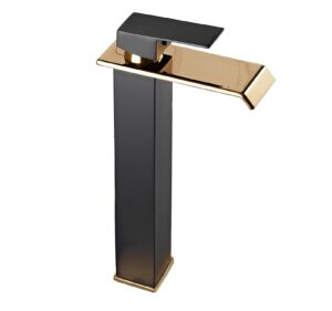 bathroom vessel faucet black gold waterfall one hole bowl sink faucet bathroom faucets tall single handle bath vanity lavatory deck mount supply lines hose commercial