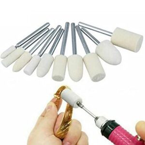 Luo ke 60 Pcs Wool Polishing Bits, 1/8 Inch Shank Compressed Wool Felt Polishing Kits Wool Mounted Mandrel Buffing Tool for Dremel