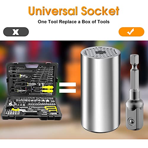 Christmas Gifts Stocking Stuffers for Men Him, Universal Socket Mens Gifts for Dad Boyfriend, Professional 7mm-19mm Socket Set for Multiple Adapters