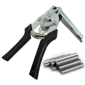 type m hog nail ring pliers kit with 2400pcs m clips for fence fastening, upholstery installation, animal cages