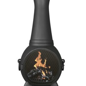 The Blue Rooster Prairie Fire Chiminea Outdoor Fireplace - Wood Burning Cast Aluminum Deck or Patio Firepit