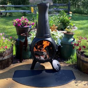 The Blue Rooster Prairie Fire Chiminea Outdoor Fireplace - Wood Burning Cast Aluminum Deck or Patio Firepit