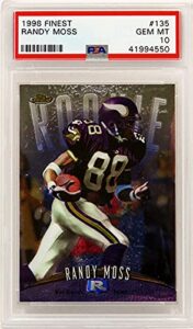 randy moss (vikings) 1998 topps finest football #135 rc rookie card - psa 10 gem mint (new label)