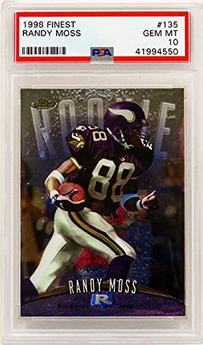 Randy Moss (Vikings) 1998 Topps Finest Football #135 RC Rookie Card - PSA 10 GEM MINT (New Label)