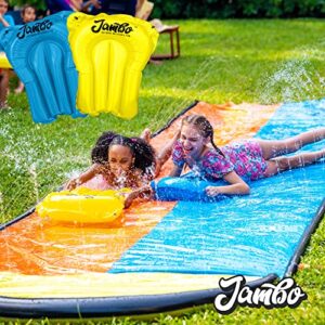 Jambo XL Premium Slip Splash and Slide with 2 Bodyboards, Heavy Duty Water Slide with Advanced 3-Way Water Sprinkler System, Backyard Waterslide Outdoor Water Toys n Slides for Kids…