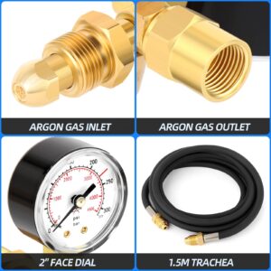 MEANLIN MEASURE Argon CO2 Regulators Gauges Gas Welding Regulator CGA580 Fitting With Miller Lincoln Mig Tig Weld With 60 Inch Hose 0-4500PSI / 0-10BAR