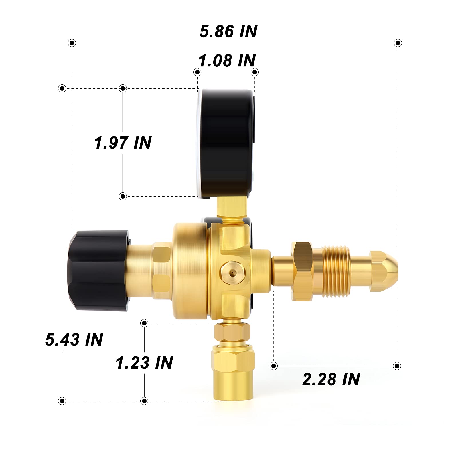 MEANLIN MEASURE Argon CO2 Regulators Gauges Gas Welding Regulator CGA580 Fitting With Miller Lincoln Mig Tig Weld With 60 Inch Hose 0-4500PSI / 0-10BAR