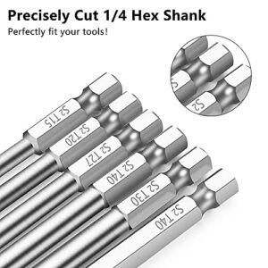 MulWark Hex Head Allen Wrench Drill Bit Set 33pcs (11pc Metric, 11pc SAE, 11pc Tamperproof Torx), 2.3" Long 1/4" Diameter Quick Release Shank Magnetic Screwdriver Bit Set for Assembling Furniture