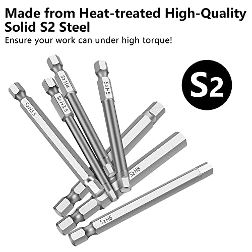 MulWark Hex Head Allen Wrench Drill Bit Set 33pcs (11pc Metric, 11pc SAE, 11pc Tamperproof Torx), 2.3" Long 1/4" Diameter Quick Release Shank Magnetic Screwdriver Bit Set for Assembling Furniture