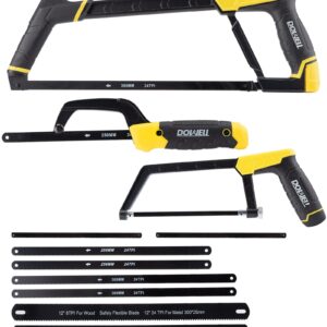 DOWELL Hacksaw Frame Set Heavy Duty Handsaw 12-inch 10-inch 6-inch Mini Hacksaw Hand Saw 8 Extra Blades Multi-function for Metal Wood PVC Pipes