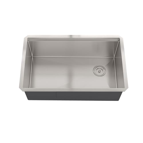 Sinber 30" x 19" x 10" Undermount Single Bowl Workstation Kitchen Sink with 16 Gauge 304 Stainless Steel Satin Finish 6 Accessories KSS0002S-OJ