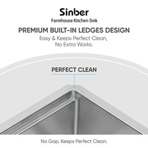 Sinber 30" x 19" x 10" Undermount Single Bowl Workstation Kitchen Sink with 16 Gauge 304 Stainless Steel Satin Finish 6 Accessories KSS0002S-OJ