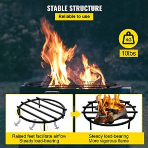 VEVOR Fire Pit Grate, Heavy Duty Iron Round Firewood Grate, Round Wood Fire Pit Grate 18", Firepit Grate with Black Paint, Fire Grate with 4 Removable Square Legs for Burning Fireplace and Firepits