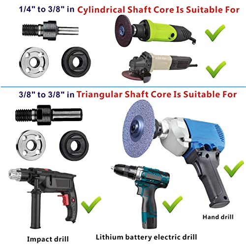 Motcoda Electric Drill Grinder Wheel Disc Adapter 6mm & 10mm 10mm & 10mm Adjustable Rotary Driver Cutter Shaft Accessories 2 Spanner 2 Shaft 6 Nut 1Ring Kit Combo For Metal Deburring 11 Pice Set