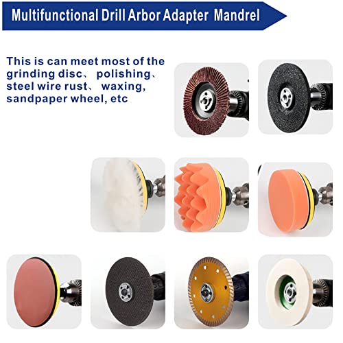 Motcoda Electric Drill Grinder Wheel Disc Adapter 6mm & 10mm 10mm & 10mm Adjustable Rotary Driver Cutter Shaft Accessories 2 Spanner 2 Shaft 6 Nut 1Ring Kit Combo For Metal Deburring 11 Pice Set