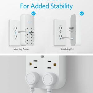 Anker Outlet Extender and USB Wall Charger, 6 Outlets and 2 USB Ports, 20W USB C Power Delivery High-Speed Charging iPhone 15/15 Plus/15 Pro/15 Pro Max, Multi-Plug for Dorm, Home, and Office, White