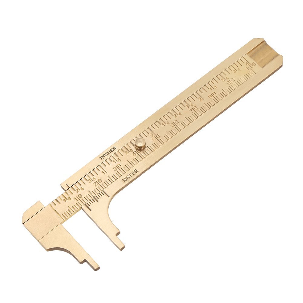 Vernier Caliper - Digital Caliper Precise, 1Pc Brass Sliding Gauge Vernier Caliper Ruler Measuring Tool Double Scales Mm/Inch(100mm)