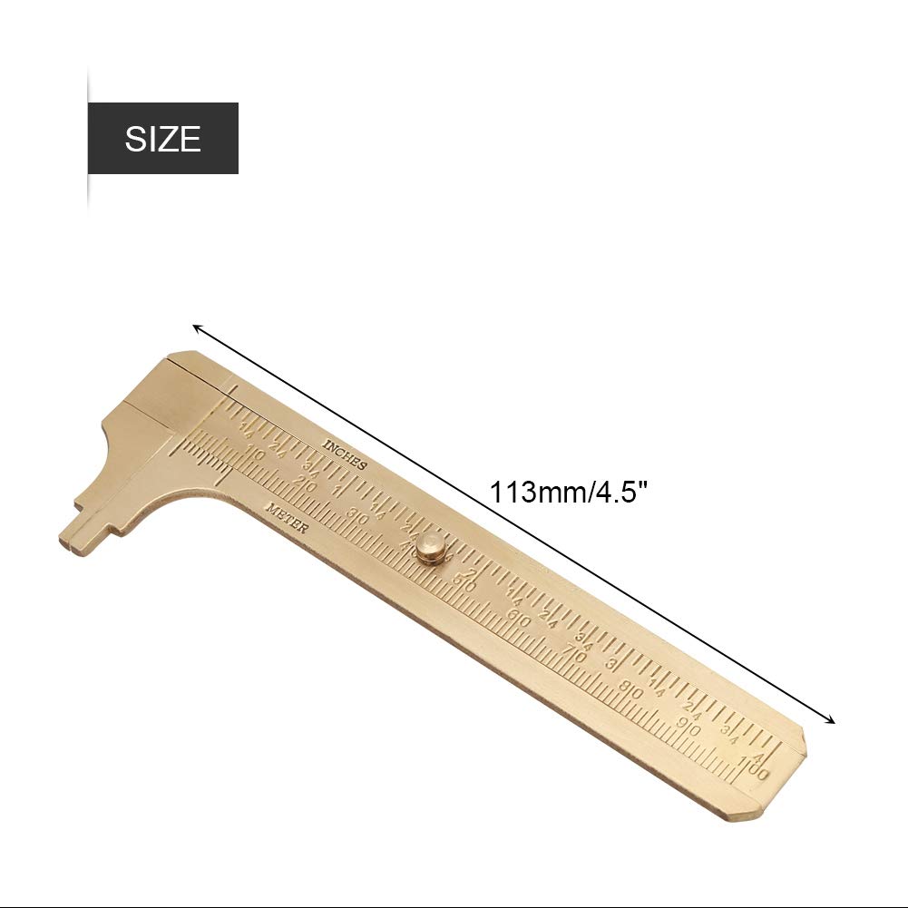 Vernier Caliper - Digital Caliper Precise, 1Pc Brass Sliding Gauge Vernier Caliper Ruler Measuring Tool Double Scales Mm/Inch(100mm)