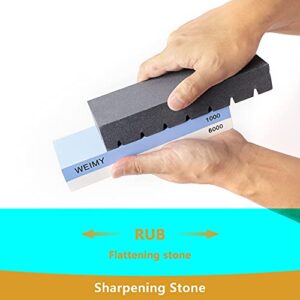 WEIMY Flattening Stone Set, Two Sharpening Stones Flattener, Grit 180 Black & 320 White Whetstone - Fixer with Grooves for Repair any wet stone