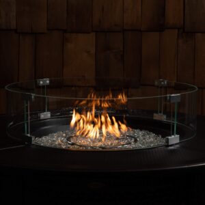 Fire Sense 64009 Gas Fire Pit Wind Guard Tempered Round Clear Glass Best Flame Viewing Experience for Propane Gas Fire Pits & Patio Heaters - 26 Inches