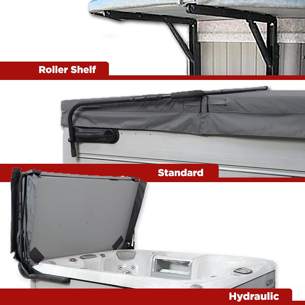 The Cover Guy: Three Hot Tub Cover Lifter Models - Hydraulic Lift, Standard, and Roller Shelf - The on The Market. Customizable to Fit Many Shapes and Sizes.