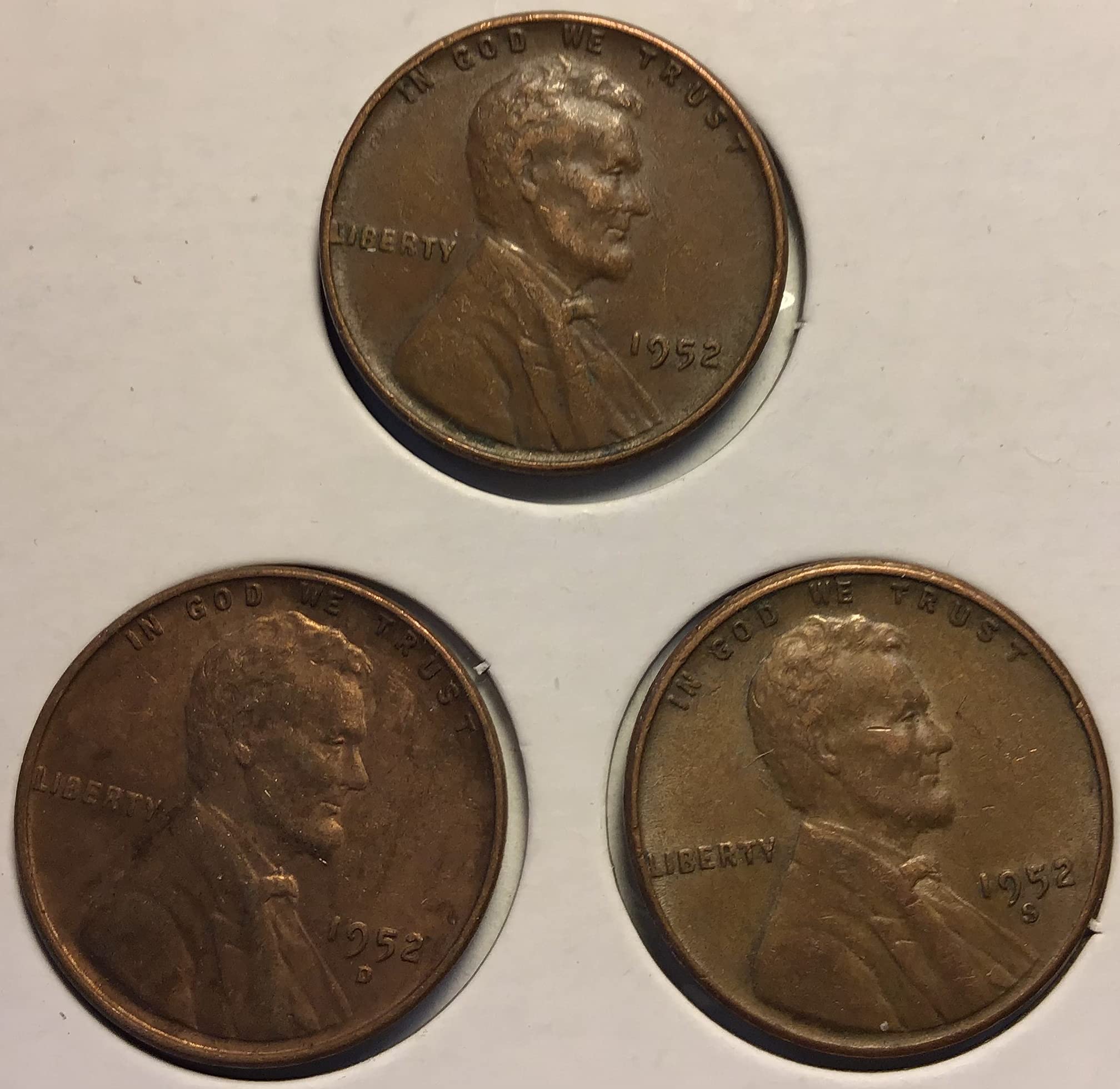 1952 P D S Lincoln Wheat Penny Cent PDS set Penny Seller Very Fine