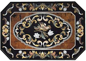 48" x 30" inch black marble dining table/coffee table italian pietra dura design outdoor indoor table, office table, conference table