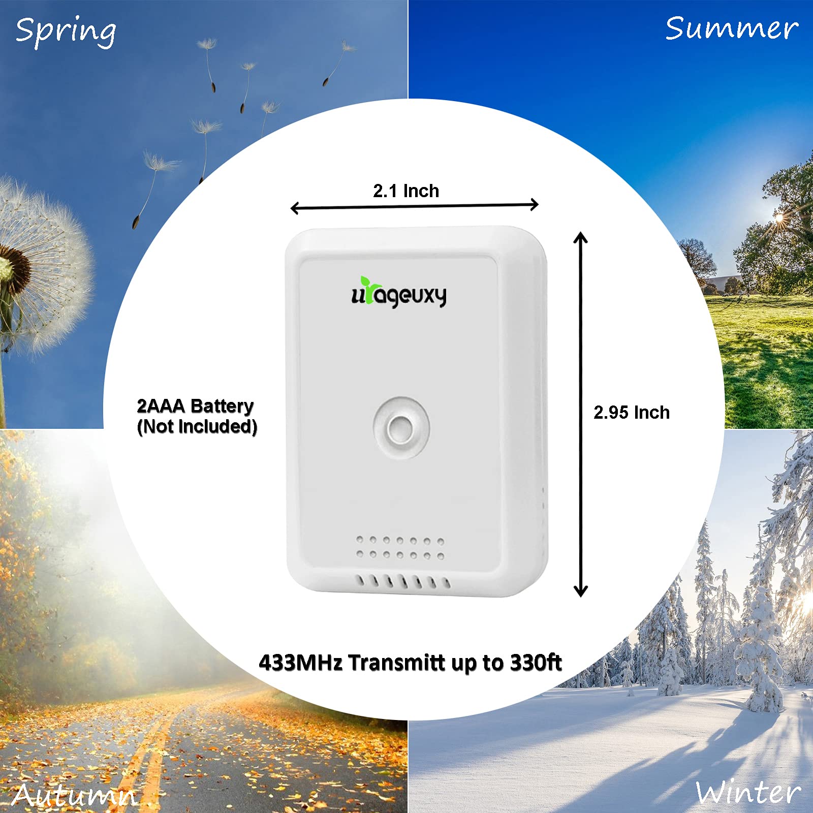 Urageuxy Digital Indoor Temperature Monitor Wireless Outdoor Thermometer Sensor up to 300ft 24H Min Max Records Ideal for Patio Garden Room