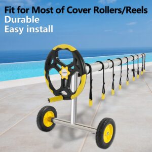 VINGLI Pool Cover Reel Set Pool Reel Embedded Straps with Clips, Pool Solar Cover Reel Attachment Kit,Including 8 Adhesive Nylon Straps, 12 Cord Plates,8 Buckles for In-ground Swimming Pool