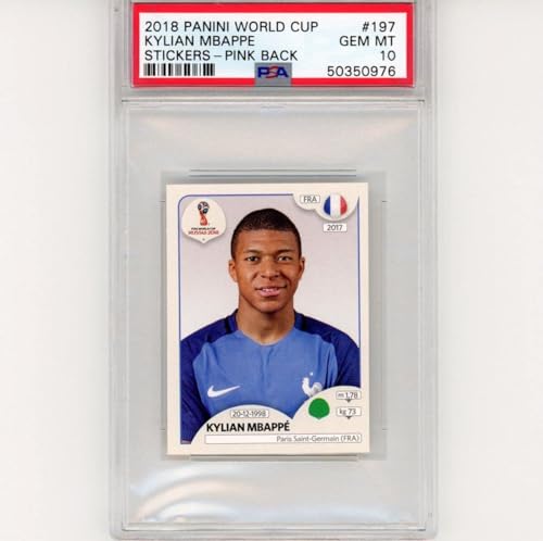 Graded 2018 Panini World Cup Kylian Mbappe #197 Stickers Pink Back Rookie RC Soccer Card PSA 10 Gem Mint