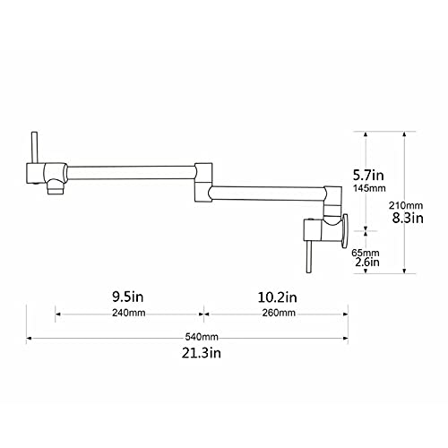 HAIYUNDA Pot Filler Folding Faucets,Wall Mount Pot Filler Kitchen Faucet Solid Brass,Swing Arm Folding Brushed Gold Modern Kitchen Sink Faucet Folding Stretchable with Single Hole Two Handles