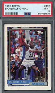 shaquille o'neal 1992 topps basketball rookie card #362 graded psa 9