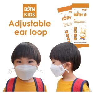 BOTN Child fit 10Pcs KF94 Protective and Safety Face Mask, 4-Layer Filter and 3D Design, Adjustable Strap and Made in Korea (Black, Small)