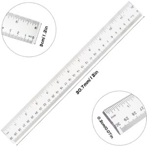 4 Pack 12+6-Inch Straight Rulers,Clear Plastic Ruler, Suitable for Student School and Office Drawing Measuring Tools, Kids Ruler, Standard Ruler, Centimeter and inch Ruler, Small Rulers