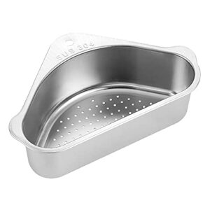 maitexi stainless steel sink strainer basket triangle sink,triangle sink drainer basket for sink food strainer or storage rack (silver)