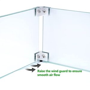 GasSaf Fire Pit Glass Wind Guard Square 17.5 x 17.5, Fire Pit Wind Guard for 12" Square Drop-in Fire Pit Burner Pan, Wind Guard for Fire Pit Table 28-32 Inch, Tempered Glass Firepit Table Shield