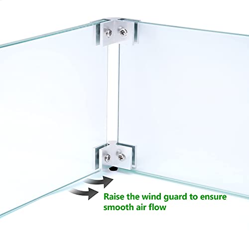 GasSaf Fire Pit Glass Wind Guard Square 17.5 x 17.5, Fire Pit Wind Guard for 12" Square Drop-in Fire Pit Burner Pan, Wind Guard for Fire Pit Table 28-32 Inch, Tempered Glass Firepit Table Shield