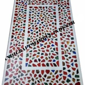 48" x 30" Inch White Marble Dining Table/Coffee Table Italian Pietra Dura Design Outdoor Indoor Table, Office Table, Conference Table