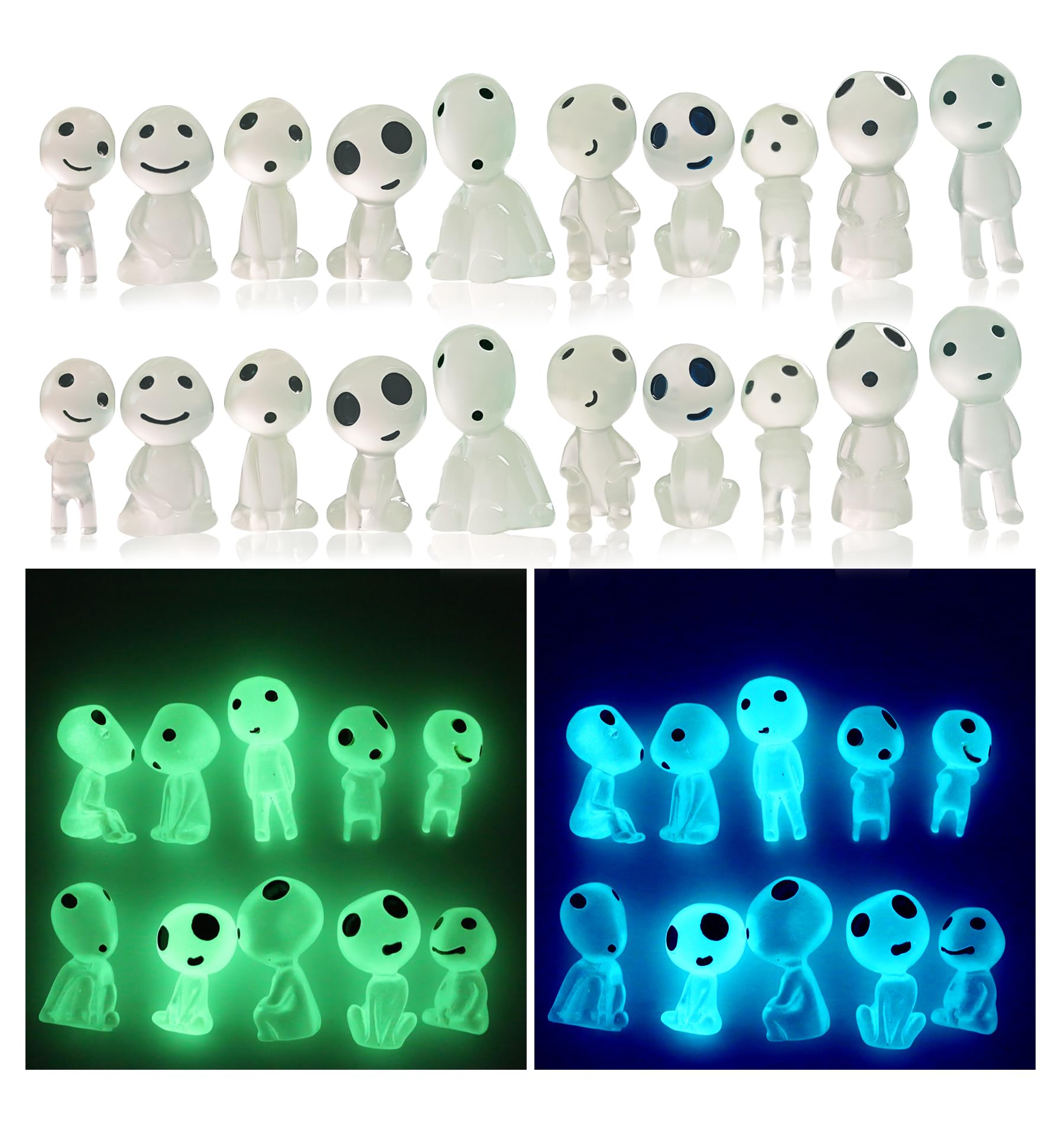 Oismys Glow in Dark Tree Elves Fairy 20Pcs Luminous Ghost Micro Landscape Accessories Garden Decoration Outdoor Patio Lawn Yard Fish Tank Potted Plants Kit