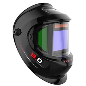 tekware auto darkening welding helmet large viewing true color solar powered welding hood with side view, 4 arc sensor wide shade range 4/5-9/9-13 welder mask for mig tig arc grinding plasma