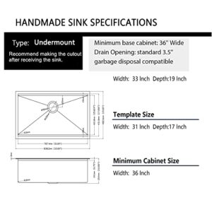 33 Black Undermount Kitchen Sink - Mocoloo 33x19 Kitchen Sink Workstation Gunmetal Black Stainless Steel Sink 16 Gauge Single Bowl Under Counter Rectangular Sink with Accessories