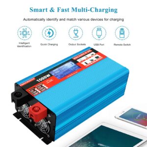 POWLAND 3000W Solar Inverter 24V DC to 110V/120V AC, Pure Sine Wave All-in ONE Built-in MPPT Charge Controller Work with Lead Acid Lithium Gel Battery for Off-Grid System