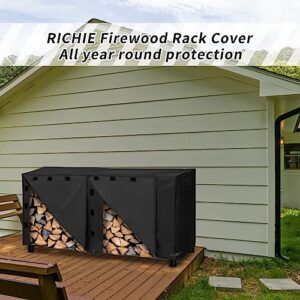 RICHIE Firewood Log Rack Covers, 8FT Waterproof All-Weather Outdoor Protection for Firewood Rack Cover 96" x 24" x 42", Black DHFLC96-BK