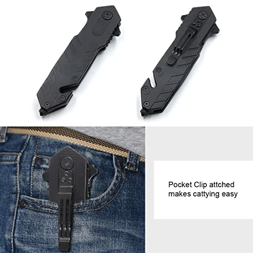 DPNAO Folding knife Portable Pocket, Liner-Lock, Clip, Seatbelt Cutter, Glass Breaker for Emergencies, EDC Outdoor Camping Hunting, Excellent Support Tool for Fishing, Etc