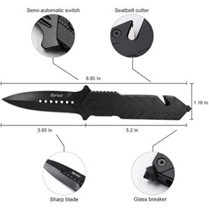 DPNAO Folding knife Portable Pocket, Liner-Lock, Clip, Seatbelt Cutter, Glass Breaker for Emergencies, EDC Outdoor Camping Hunting, Excellent Support Tool for Fishing, Etc