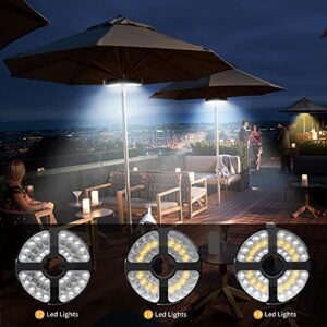 Patio Umbrella Lights, Rechargeable Umbrella Light 48 LED Lights 3 Modes Cordless Umbrella Pole Light for Patio Umbrellas, Camping Tents and Other Outdoor Use