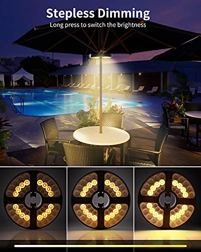 Patio Umbrella Lights, Rechargeable Umbrella Light 48 LED Lights 3 Modes Cordless Umbrella Pole Light for Patio Umbrellas, Camping Tents and Other Outdoor Use