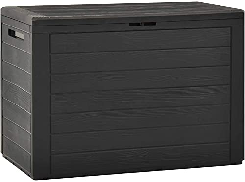 FAMIROSA 50 Gallon Garden Storage Box Outdoor Cushion Deck Patio Storage Chest Storing Pillow Tool Box Blanket Indoor Interior Container 38.7x17.3x21.7inches (38.7x17.3x21.7inches Black)