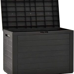 FAMIROSA 50 Gallon Garden Storage Box Outdoor Cushion Deck Patio Storage Chest Storing Pillow Tool Box Blanket Indoor Interior Container 38.7x17.3x21.7inches (38.7x17.3x21.7inches Black)