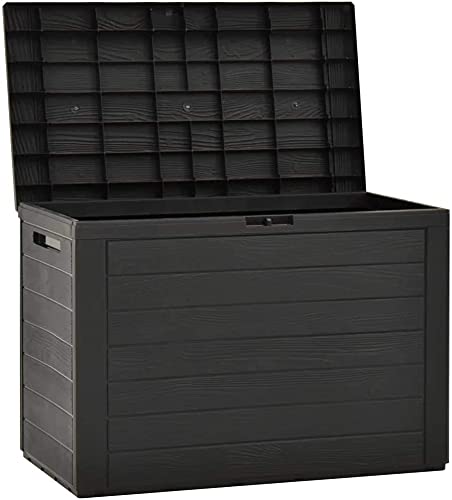 FAMIROSA 50 Gallon Garden Storage Box Outdoor Cushion Deck Patio Storage Chest Storing Pillow Tool Box Blanket Indoor Interior Container 38.7x17.3x21.7inches (38.7x17.3x21.7inches Black)